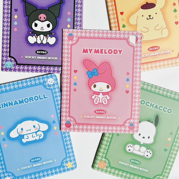 Sanrio Sticky Note Book Kuromi Cinnamoroll Hello Kitty Melody Combo ...