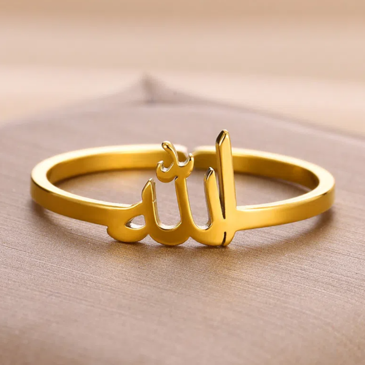 Arabic Islamic Muslim Allah Rings For Women Men Stainless Steel Gold ...