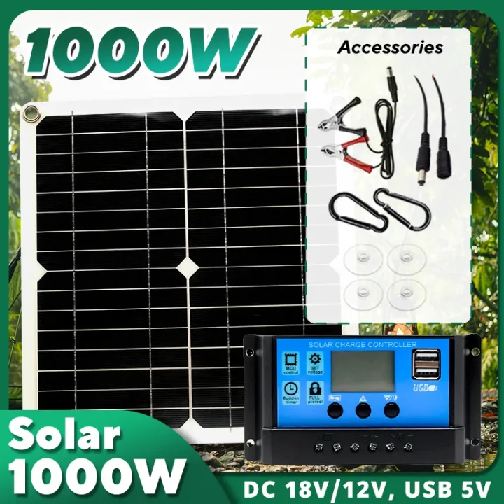 1000W Solar Panel 12V Solar Cell 10A-100A Controller Solar Plate Kit ...