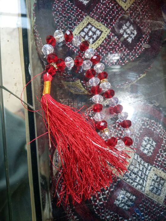 Red crystal tasbeeh 33 Beads | Daraz.pk