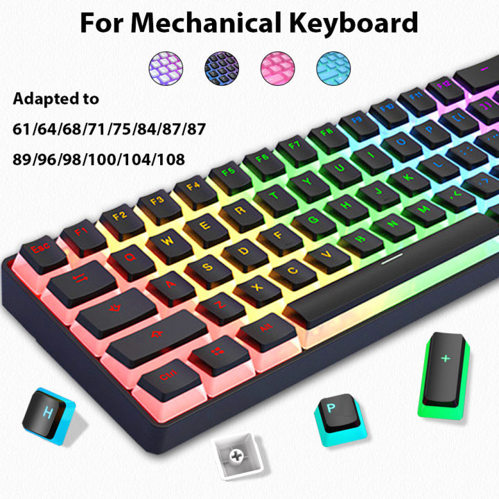 129 Keys Pudding Keycaps PBT Double Shot RGB Gaming Keyboard Keycaps ...