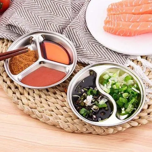 3-compartment 10-hole dipping sauce cup Stainless steel sauce cup ...