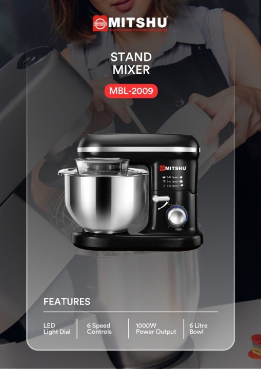 Mitshu stand mixer 6L capacity bowl mixer | Daraz.lk
