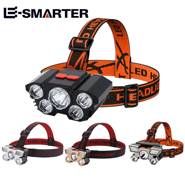 Usb Rechargeable 5 Led Headlamp Super Bright Head Mounted Strong
