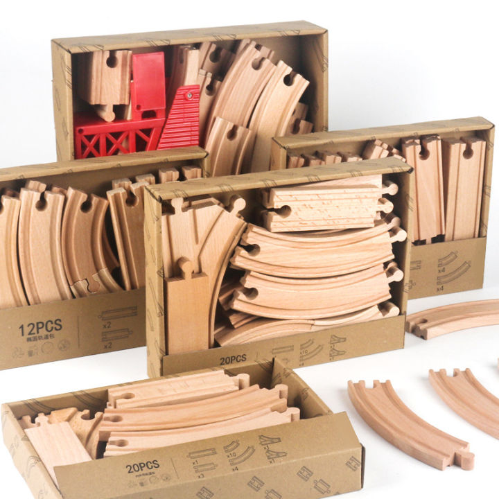 Wood Railway Track Set Expansion Package DIY Building Blocks ...