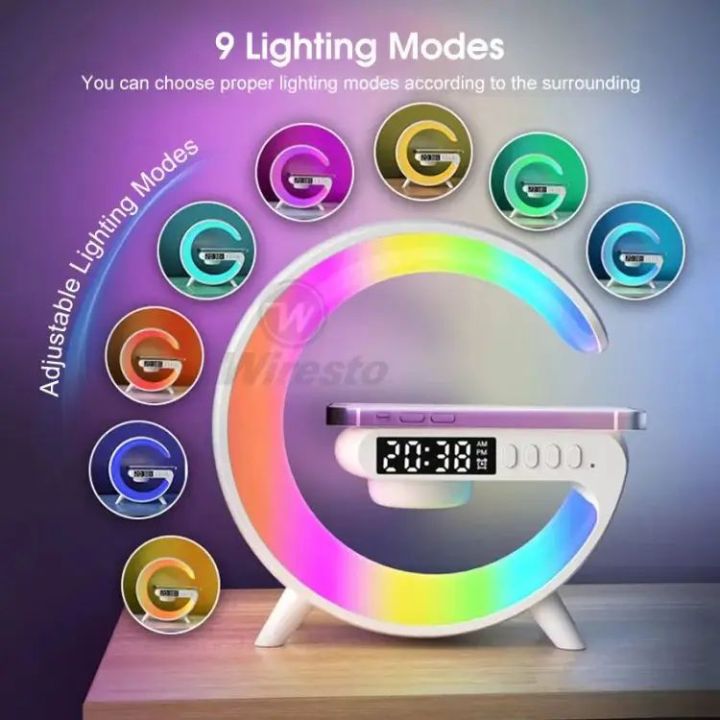 G63 Bluetooth Speaker Atmosphere Light Wireless Charger Bedside Music ...
