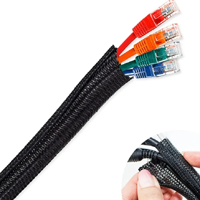 1M 3M 5M Braided Cable Sleeve PET Nylon Wrapping Cable Casing Cable ...