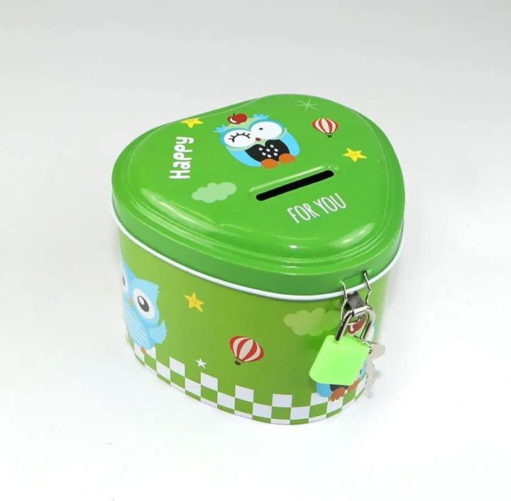 Colourful Steel Metal Money Bank for Kids with Lock and Key | Piggy ...