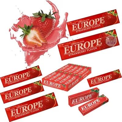 Europe Chewing Gum Strawberry Flavor 20 Packs (Full Box) 100 Sticks ...