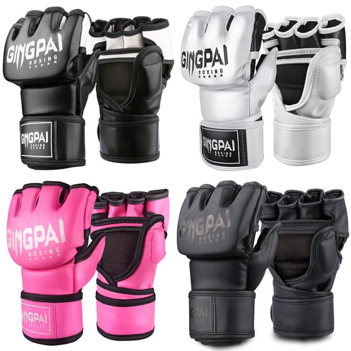 Half Mitts MMA Fighting Kick Boxing Gloves,Fingerless Punching Heavy ...