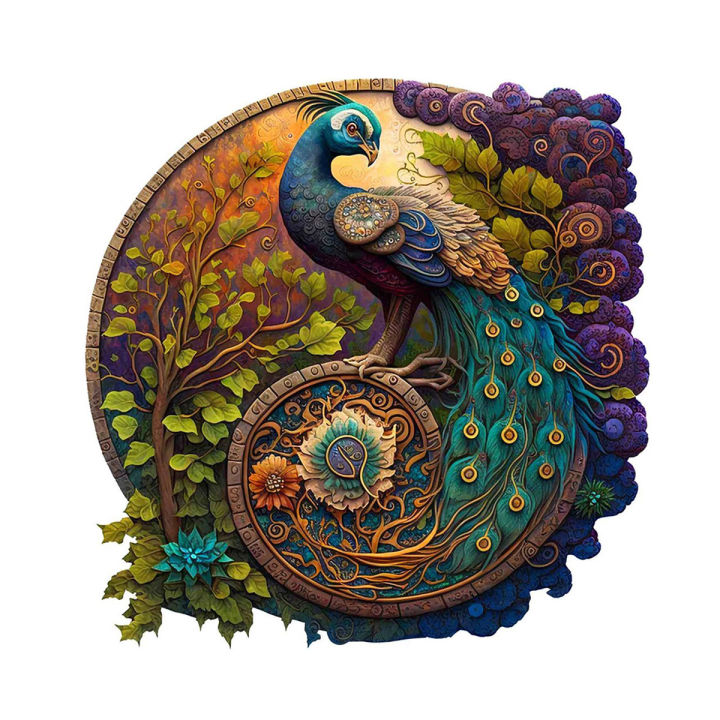 Unique Round Peacock Pattern Wooden Puzzle,Irregular Animal Shapes ...