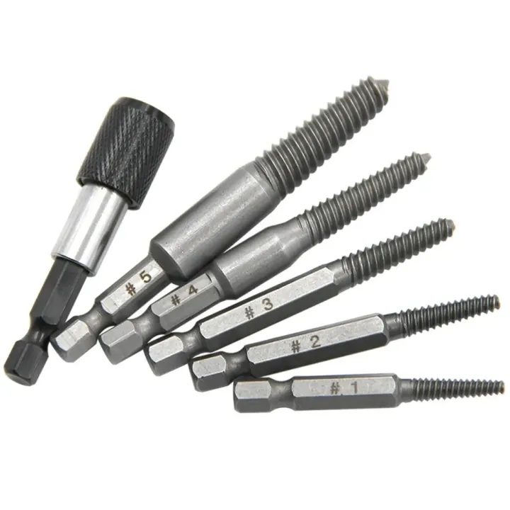 5pc Hexagonal Handle Broken Head Screw Extractor 60mm Black Quick ...