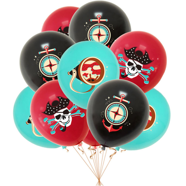 10pcs Caribbean Pirates Party Balloons Pirate Skull Latex Balloon ...