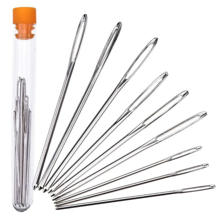 9pcs Large Eye Needles DIY Crafts Tools Stainless Steel Cross Stitch ...