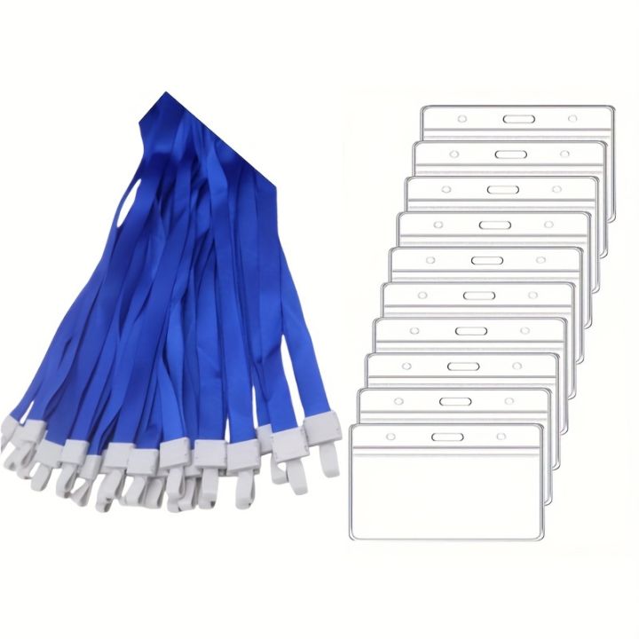 transparent waterproof name badge card holder with lanyard plastic ID ...