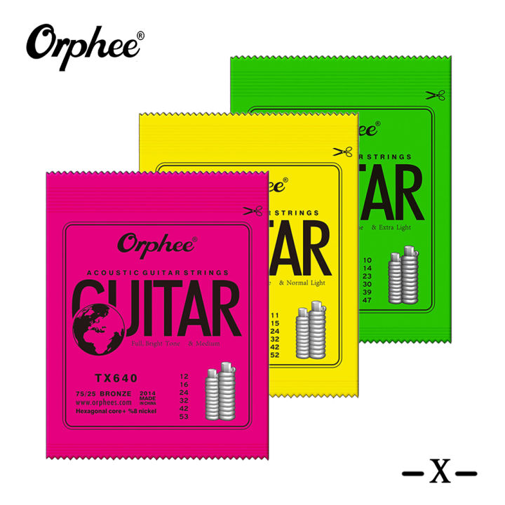 Orphee Acoustic Guitar String 6Pcs/Set Hexagonal Core Full Bright Tone ...
