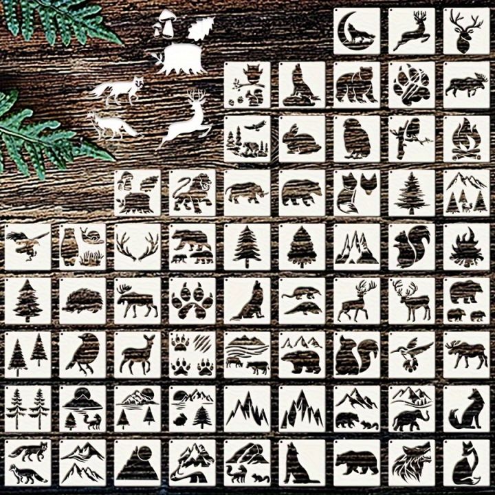 65PCS 4x4inch Forest Animal Stencils for Painting Wood Fabric Wall DIY ...