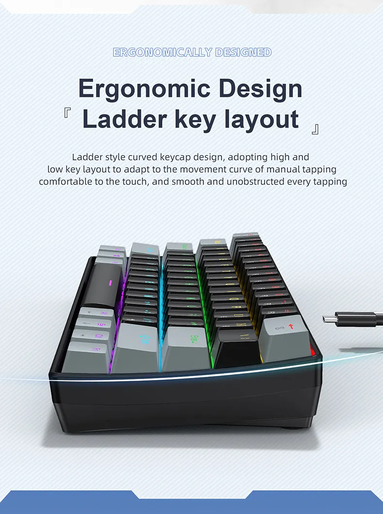 61 Keys Mechanical Keyboard Wired,APAYADO K61 RGB 60% Portable Mini ...