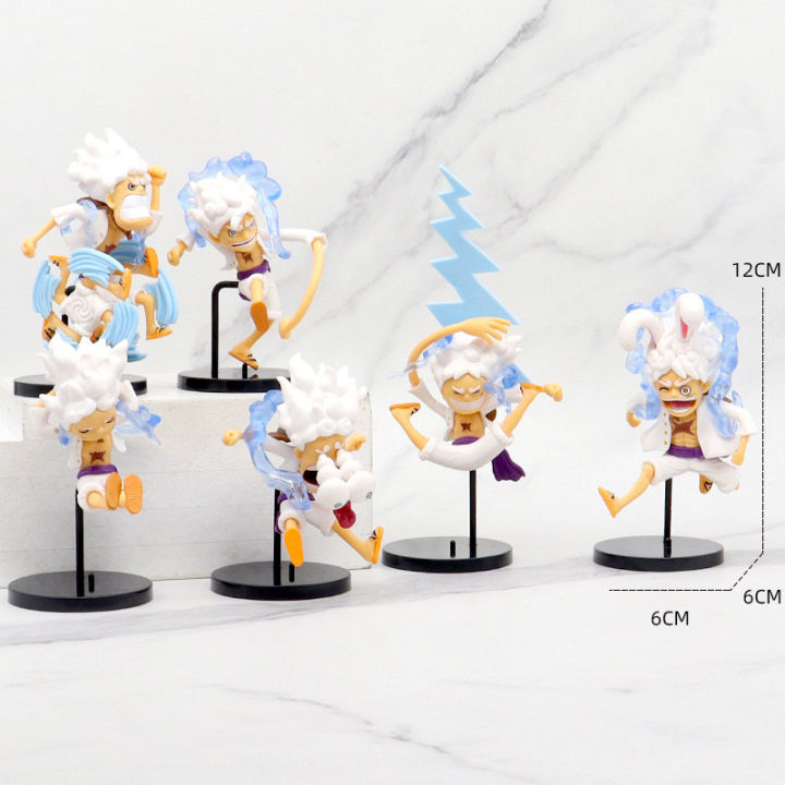 5Pcs/set One Piece Figure Toys Gear 5 Nika Luffy Sun God Q Version PVC ...
