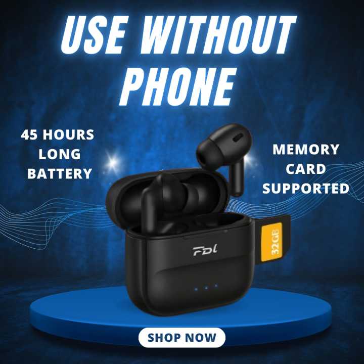 FDI MP3 Bluetooth Wireless Earbuds | Memory Card Supported Long Battery ...