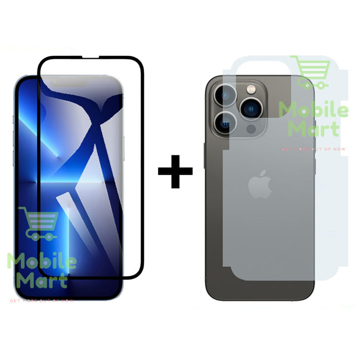 Apple iPhone 13 Pro Screen Protector 9D Tempered Glass + Matte Back ...
