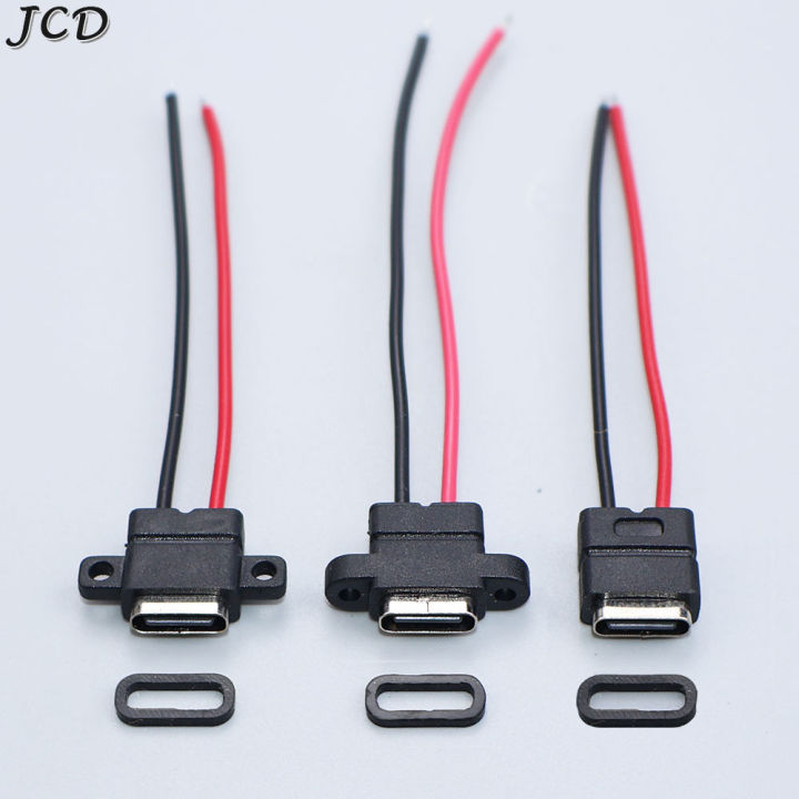 2/5/10pcs Type C 2 Pin Waterproof Female USB C Socket With Screw Hole ...