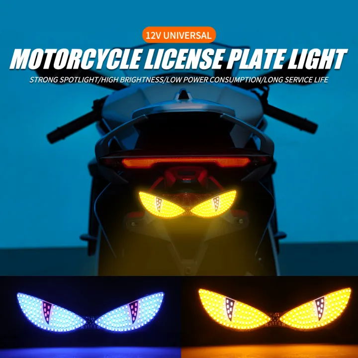 Motorcycle Decorative Lights 12V Cat Eye LED License Plate Light Strobe ...