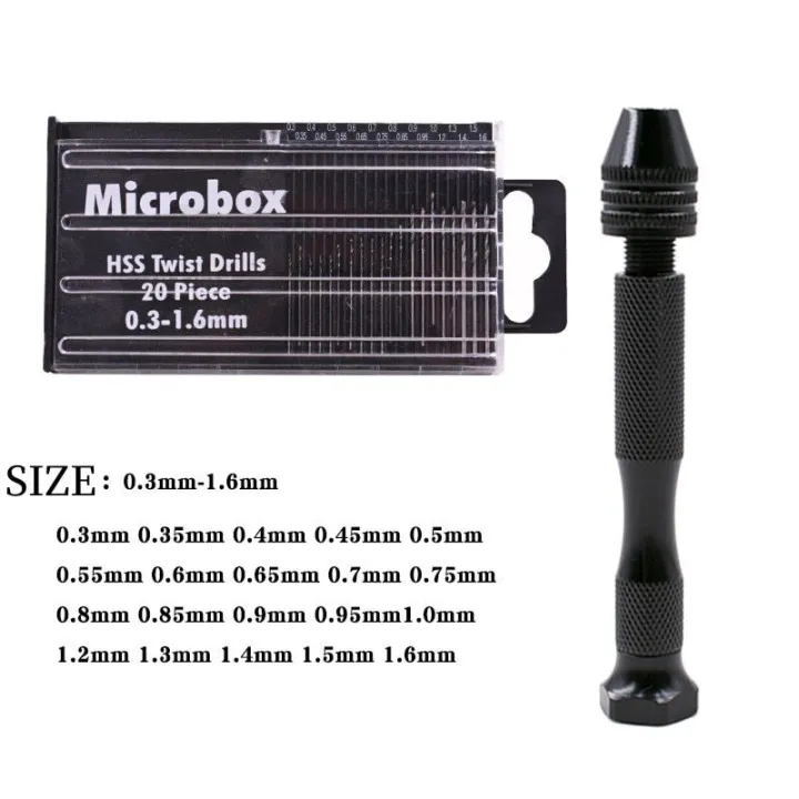 Micro Mini Pin Vise Hand Drill Twist Bit PCB Set Rotary Tool for DIY ...