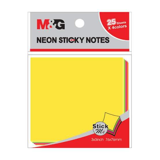 M&G Neon Sticky Notes 3x3 with 4 colours 25 sheets each | Daraz.pk