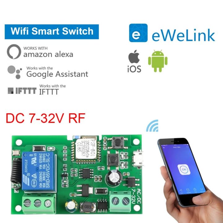 1CH WiFi Smart Switch Module Ewelink 7-32V Relay Motor Timing Wireless ...