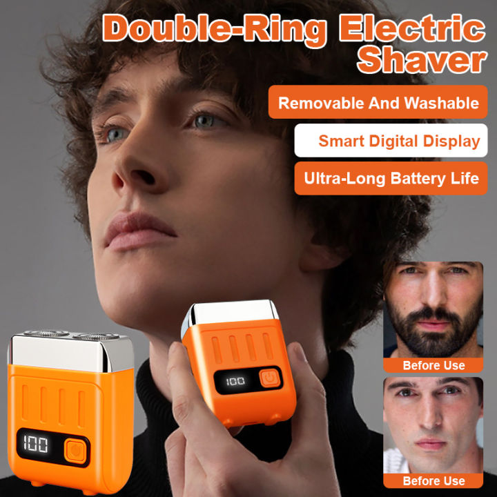 Dual Ring Mesh Electric Shaver Smart Digital Display Rechargeable ...
