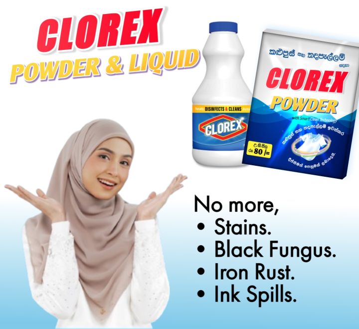 Cloths whitening powder & clorex bleach black dust and fungus marks and ...