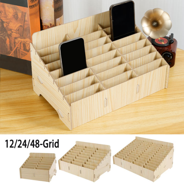12/24/48 Grid Mobile Phone Storage Box Wood Cell Phone Holder ...