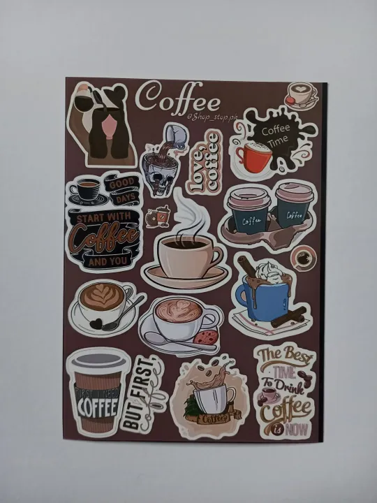 Coffee Mini UNCUT Sticker Sheet - A6 size - 15 x 10 cm | Daraz.pk