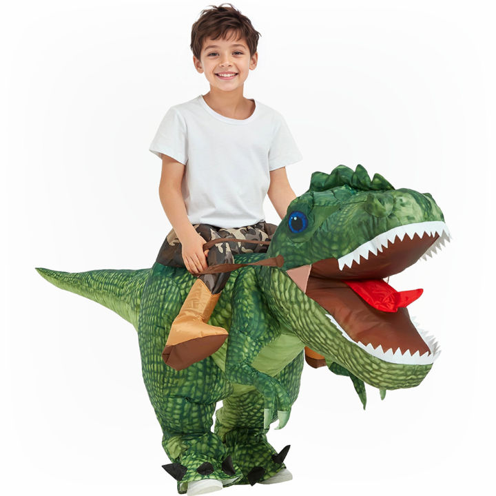 Inflatable Costume Dinosaur Riding T Rex Air Blow up Funny Party ...