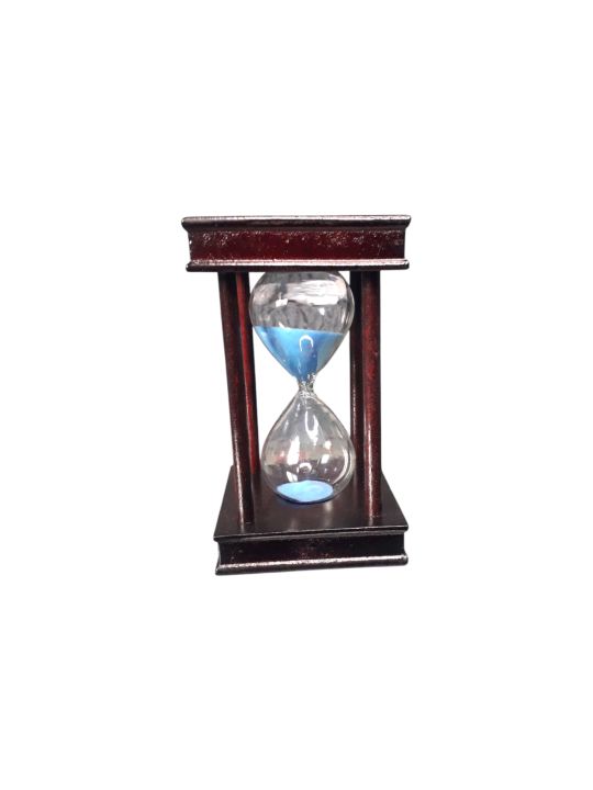 An hourglass> 10 minutes> wooden Frame> beautifully crafted> vibrant ...