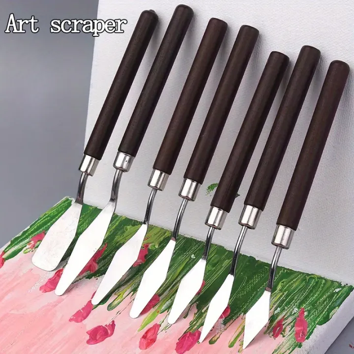 3/5pcs Oil Painting Scraper Set Wooden Texture Painting Knife Color ...