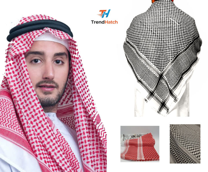 Arabic Yasir Arafat Headscarfs in Red and Black - Shemagh Print rumal ...
