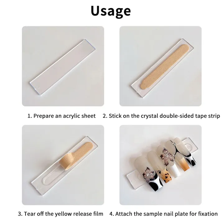 60/66pcs Transparent Double Adhesive Tape False Nails Display Stand ...