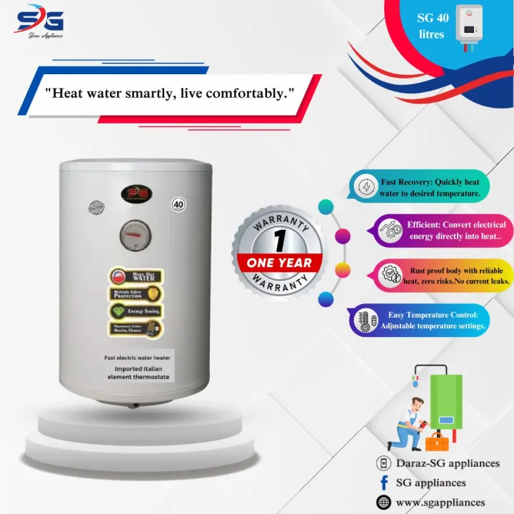 SG 40-litre Semi Instant Electric Water Heater Italian element imported ...