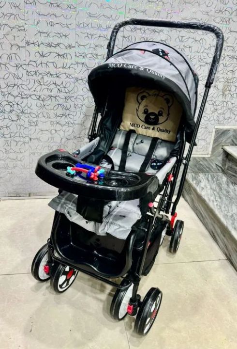 A High-Quality Foldable Baby Stroller with Fancy Pram, Double Handle ...