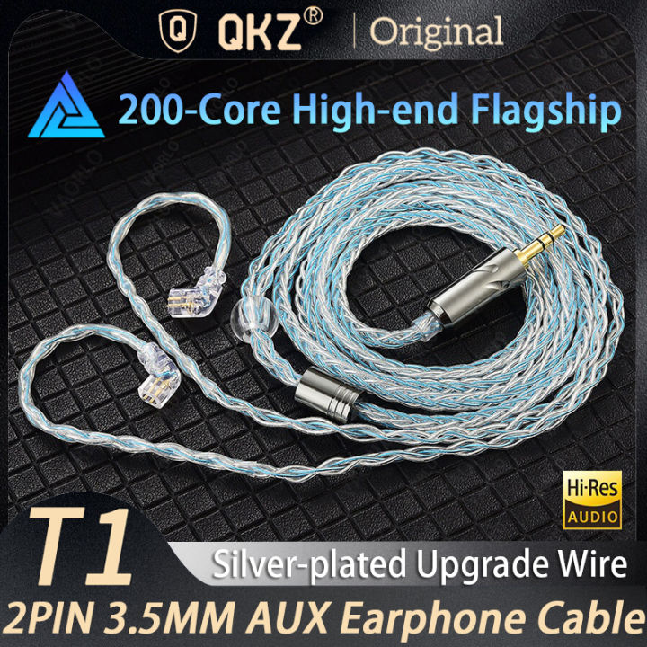 Hot QKZ T1 Earphone Cable 3.5mm jack QDC 0.75mm Connector Wired Headphones For ZXN ZXT VK4 ZX2 ...