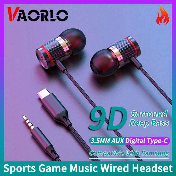 Digital Chip Wired Earphone 3.5mm AUX/Type C In-Ear 9D HiFi Surround Heavy Bass In-Ear Headsets ...