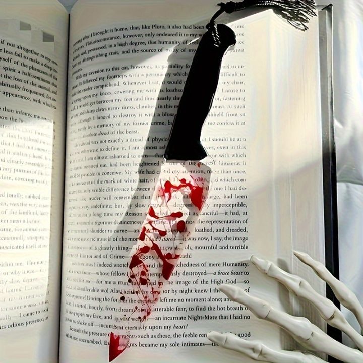 Acrylic Blood-Red Knife Bookmark with Tassel - Gothic Horror Novel ...