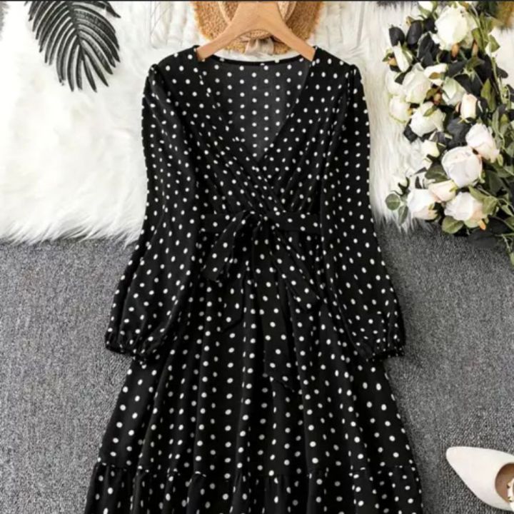 women's plus size polkadot chiffon big flyer frock for girls | Daraz.pk