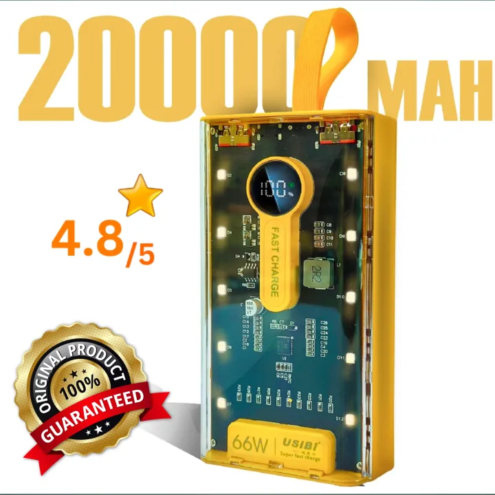 Fast Charging 66w Transparent Power bank 20000mAh Capacity With Warm ...