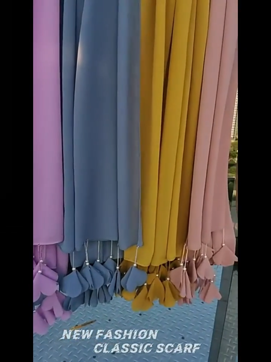 Premium Quality Chiffon Stoler with Tassels - Elegant Hijab Scarf for ...