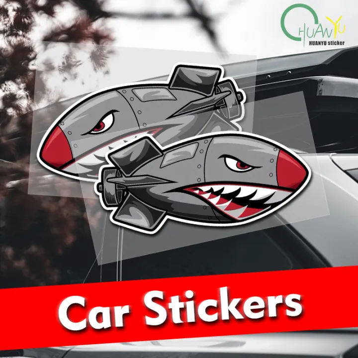 Interesting Bomb Flying Tiger Shark Mouth Car Stickers Windshield ...