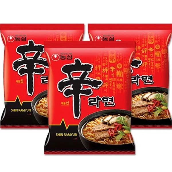 Nongshim 3 Packets Shin Ramen Hot Spicy Korean Noodle 120g, Free Bamboo ...
