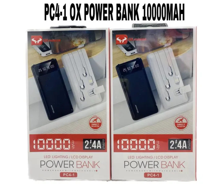Ox Power 10000 MAh 2.4A 3A Fast Charging LCD and Flashlight PC4-3 Power ...